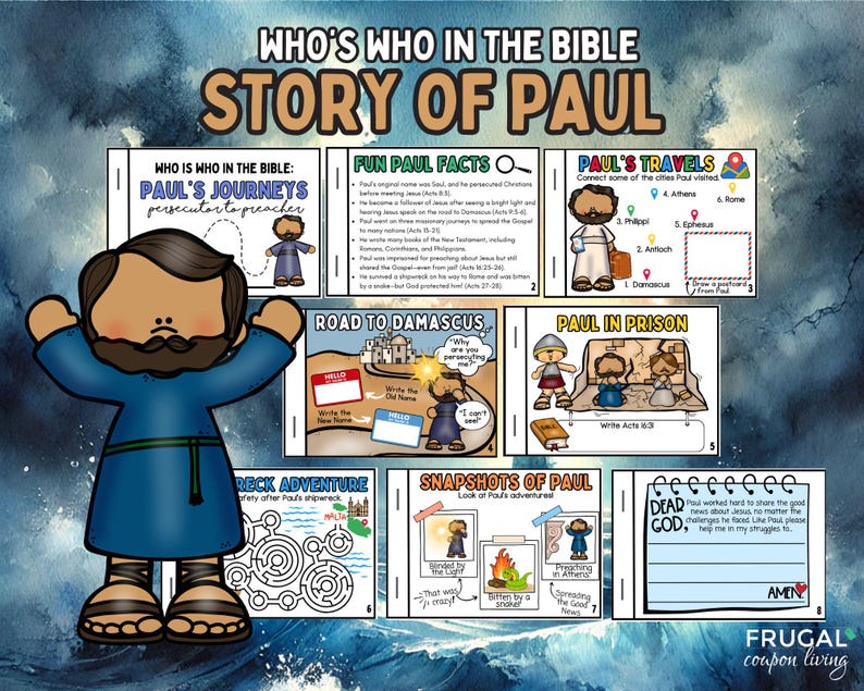 Paul the Apostle Mini Story Book Printable, Kids' Character of Saul in ...