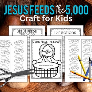 Jesus Feeds the 5000 Craft, 2 Fish 5 Loaves of Bread Bible Activity ...