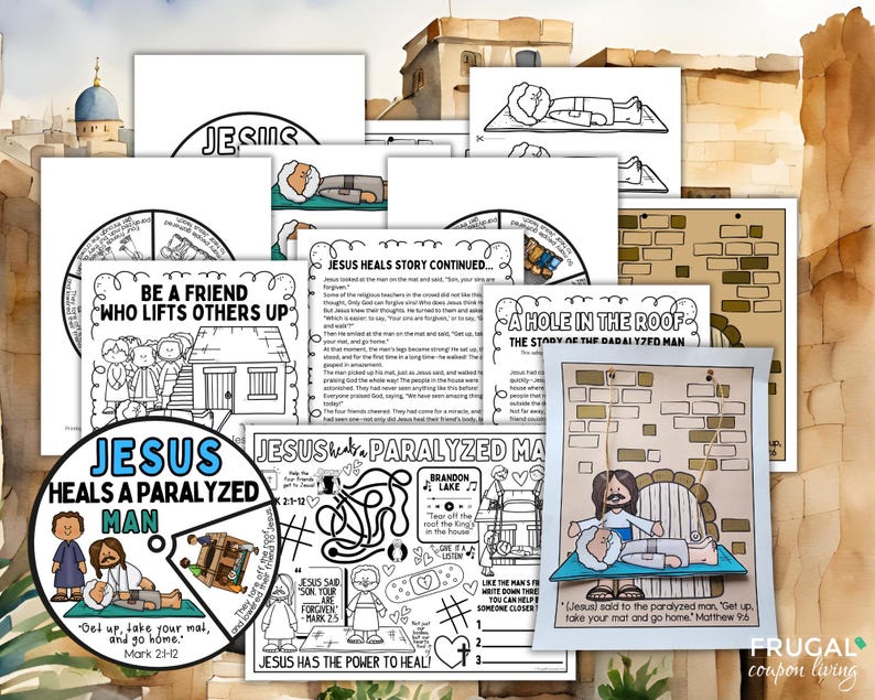 Jesus Heals a Paralyzed Man Craft Set + Coloring Wheel & Activity Mat ...