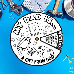 DIY Christian Father's Day Coloring Wheel Bible Craft for Kids, 8 Bible ...
