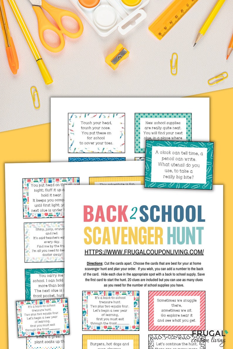 Back to School Scavenger Hunt Riddles for Kids PDF | 20 Rhyming School ...