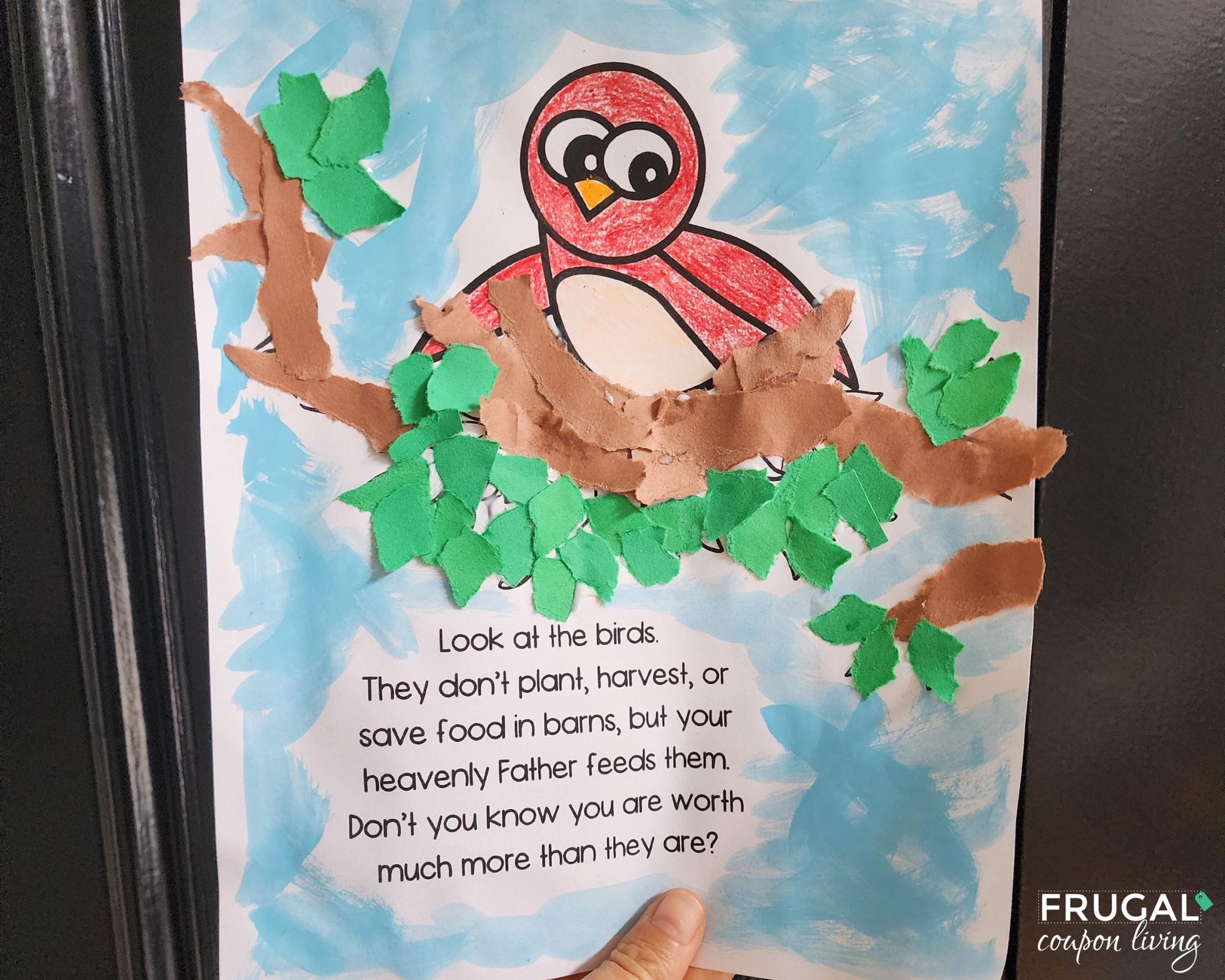 Look at the Birds Printable Bird Craft, Sermon on the Mount Matthew 6: ...