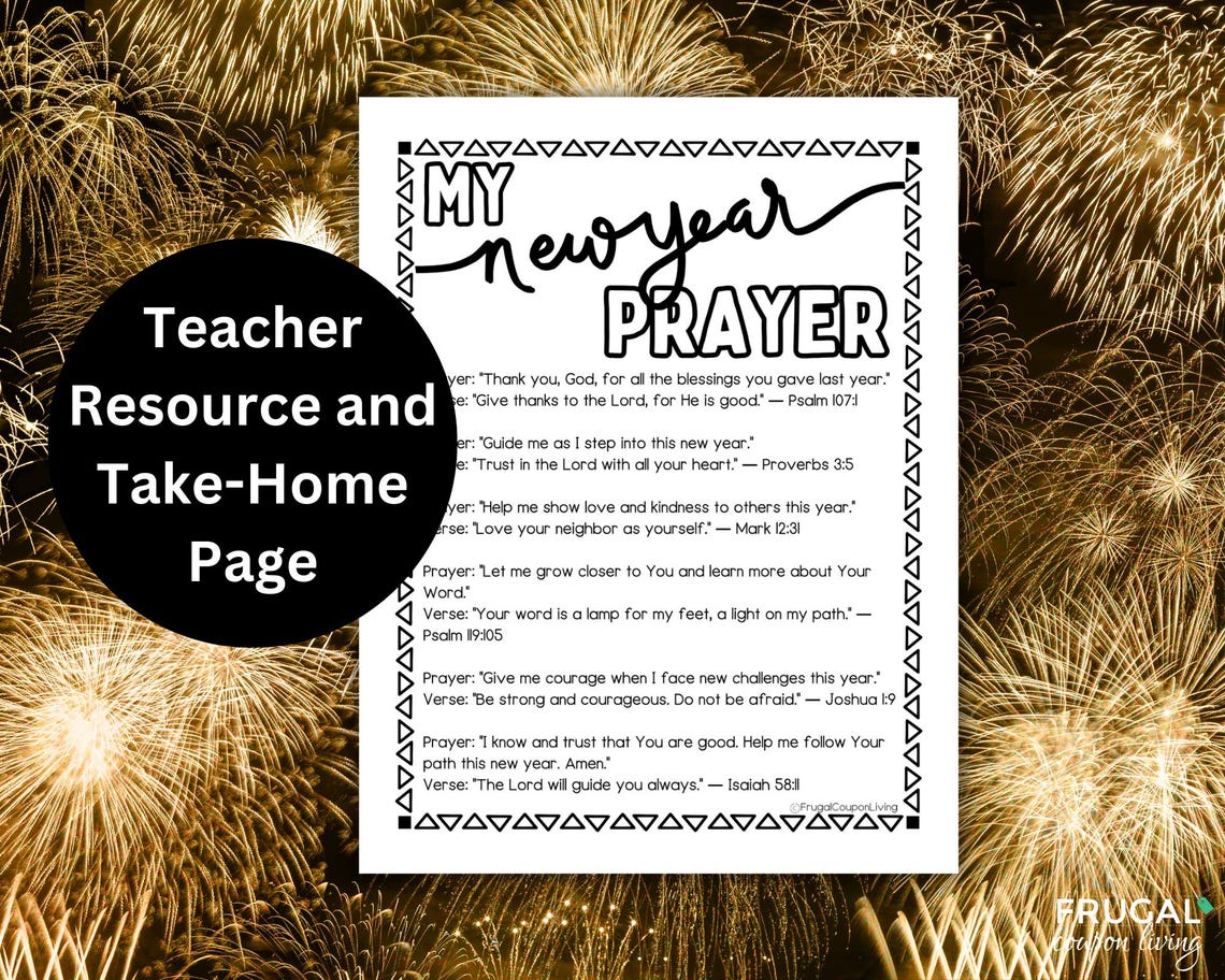 New Year Prayer Kids Coloring Wheel Printable Craft, Christian New Year ...