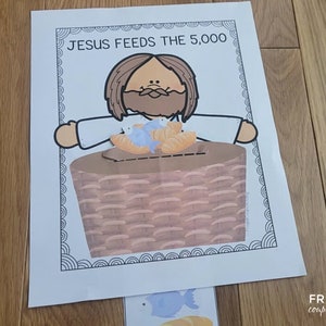 Jesus Feeds the 5000 Craft, 2 Fish 5 Loaves of Bread Bible Activity ...