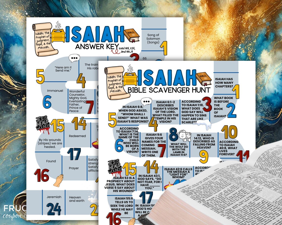Isaiah Bible Scavenger Hunt, Isaiah the Prophet Activity, Major ...