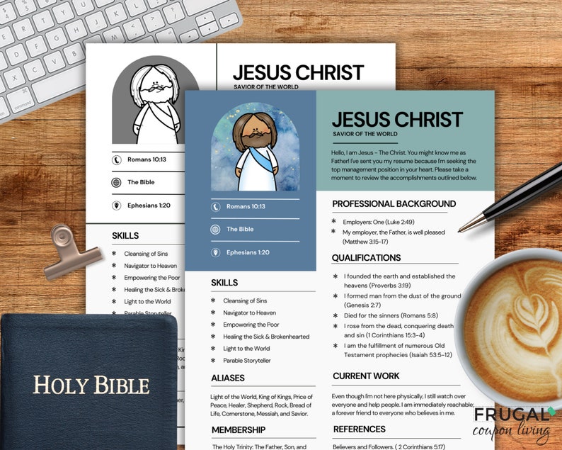 Resume of Jesus Activity Printable, Spiritual Resume for Kids, Miracles ...