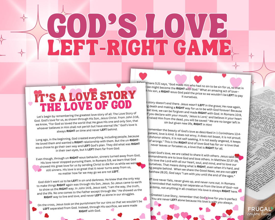 God's Love Left Right Game, Sunday School Game, Church Bible Game Gift ...