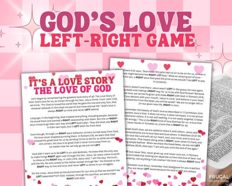 God's Love Left Right Game, Sunday School Game, Church Bible Game Gift ...