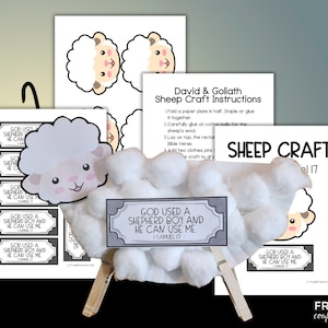 David and Goliath Bible Craft for Kids, David the Shepherd Boy Sheep ...