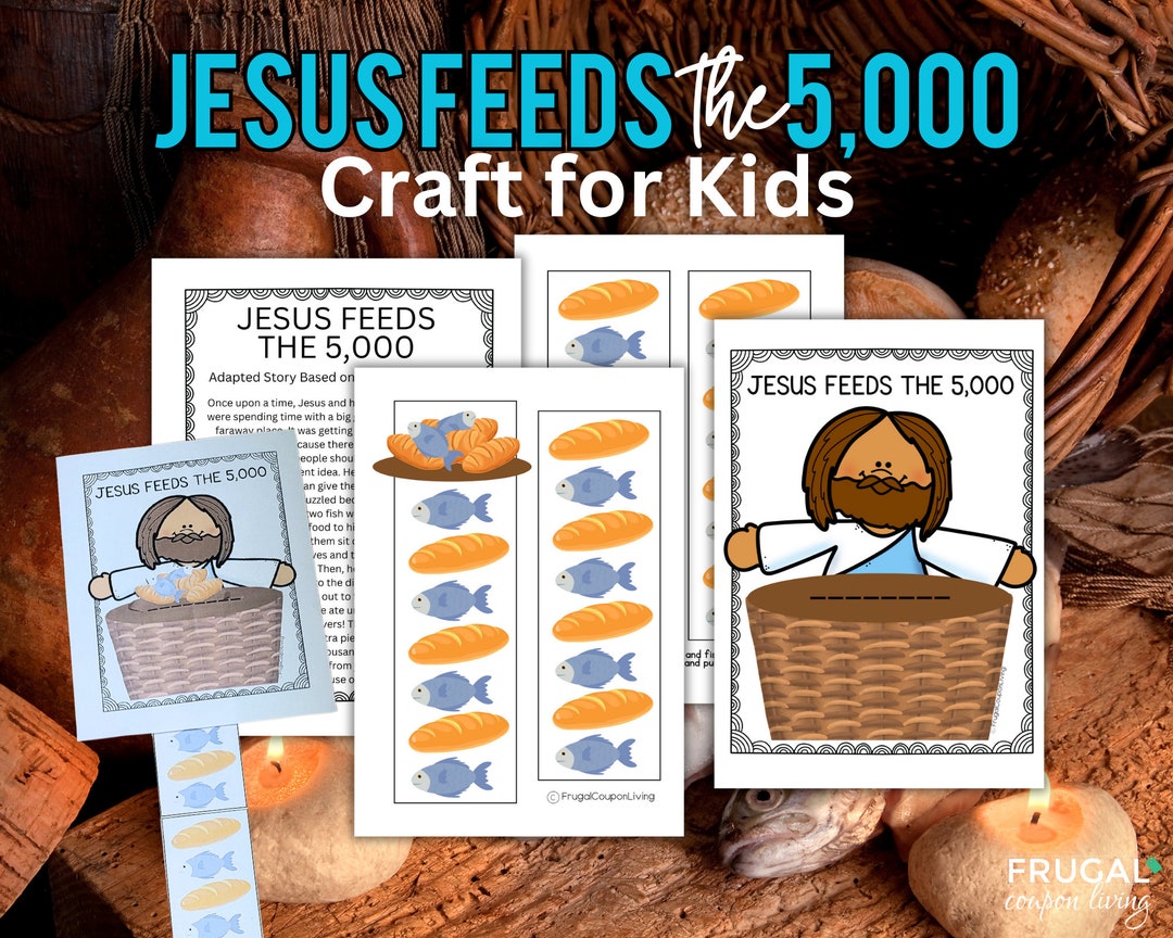 Jesus Feeds the 5000 Craft, 2 Fish 5 Loaves of Bread Bible Activity ...