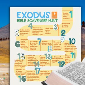 Exodus Bible Scavenger Hunt, Book of Exodus Trivia, Old Testament Bible ...