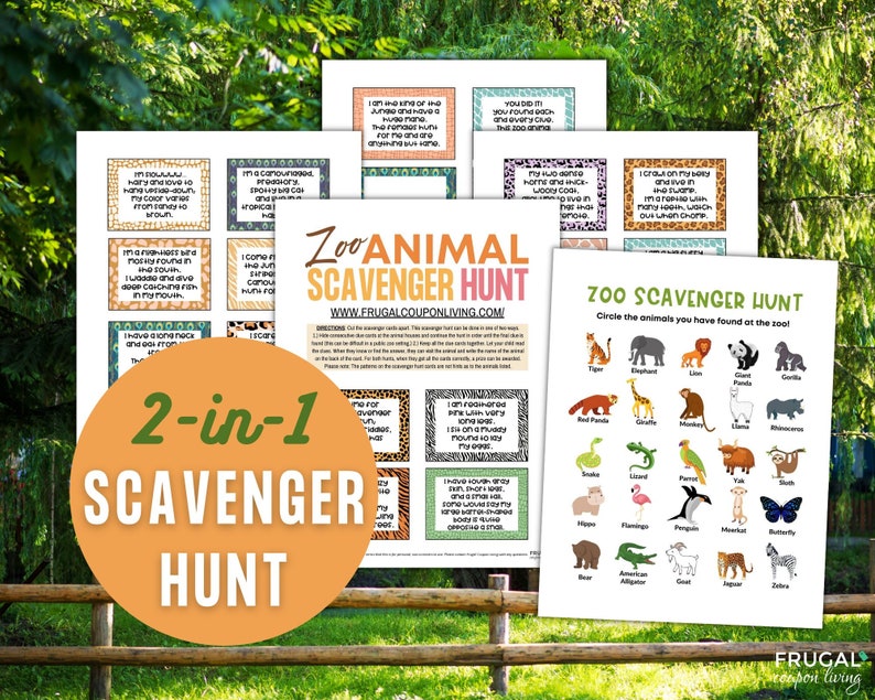 Zoo Scavenger Hunt Printable | Popular Zoo Animals Scavenger Hunt ...
