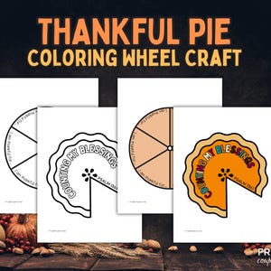 Thankful for Thanksgiving Coloring Wheel Craft, Kids Gratitude Activity ...