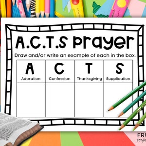 ACTS Prayer Model Template, Teaching Kids How to Pray, Acts Prayer ...