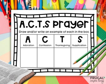 ACTS Prayer Model Template, Teaching Kids How to Pray, Acts Prayer ...