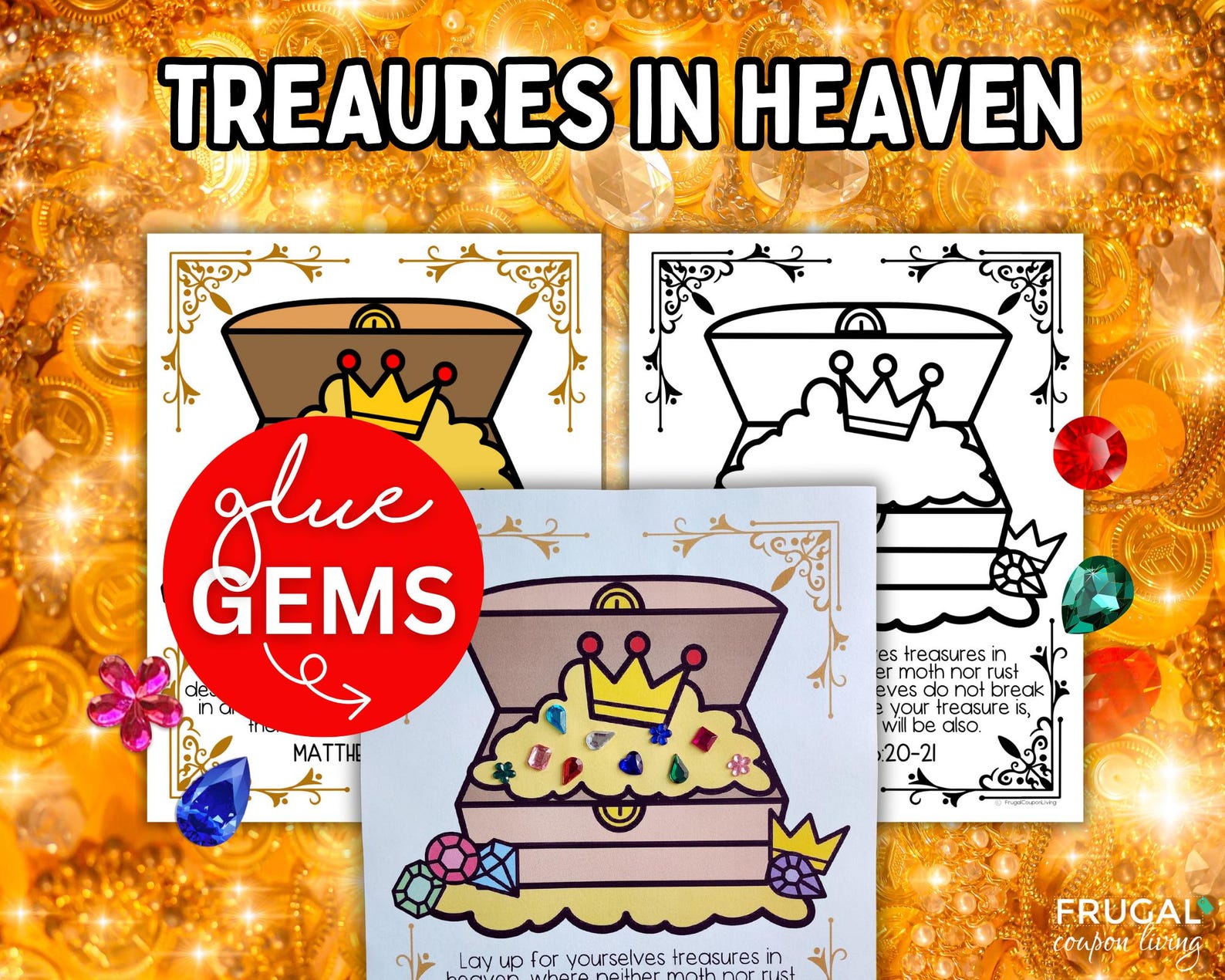 Treasures in Heaven Printable Craft Set, Heaven Craft Matthew 6:20-21 ...