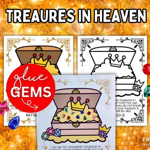 Treasures in Heaven Printable Craft Set, Heaven Craft Matthew 6:20-21 ...