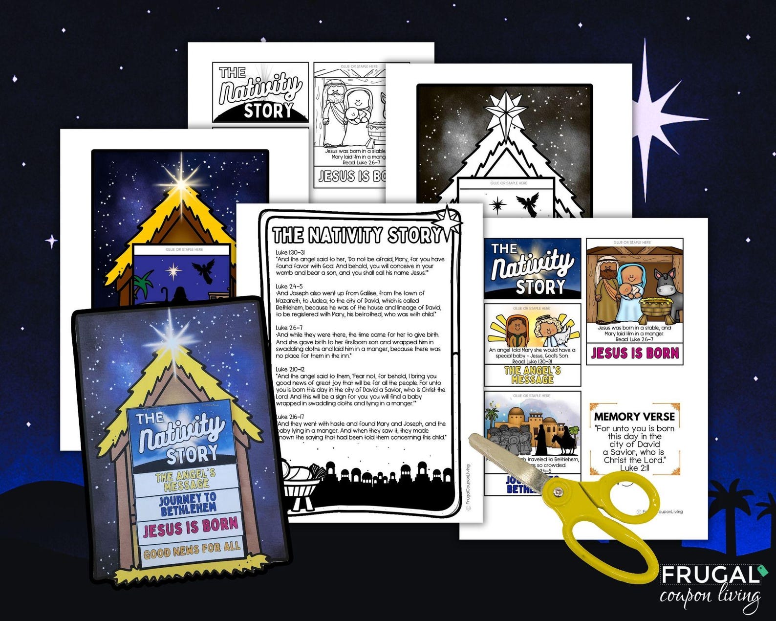 The Nativity Story Book for Kids, Christmas Craft Luke 2, Printable ...