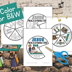 Jesus Heals a Paralyzed Man Coloring Wheel Craft, Miracles of Jesus ...