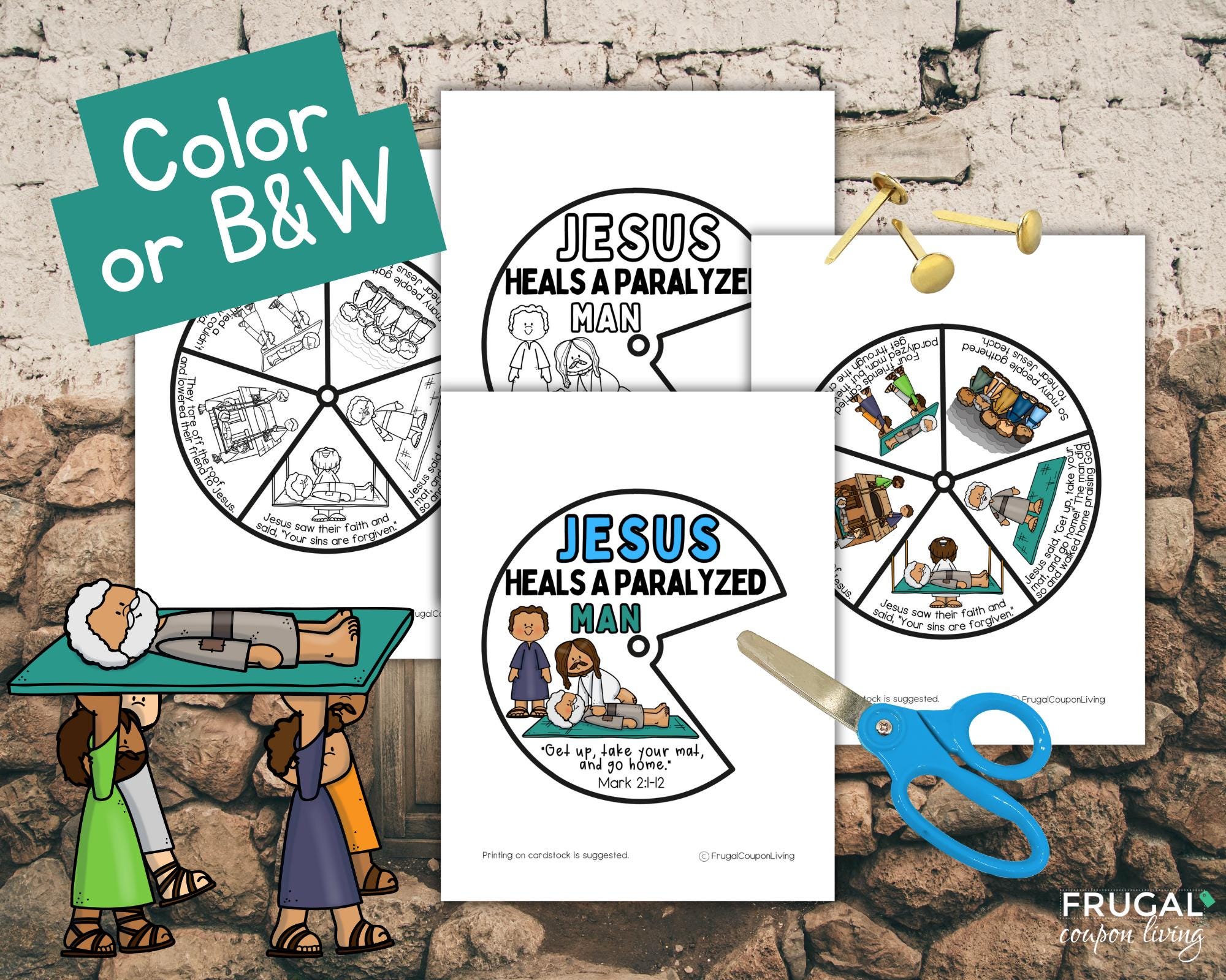 Jesus Heals a Paralyzed Man Coloring Wheel Craft, Miracles of Jesus ...