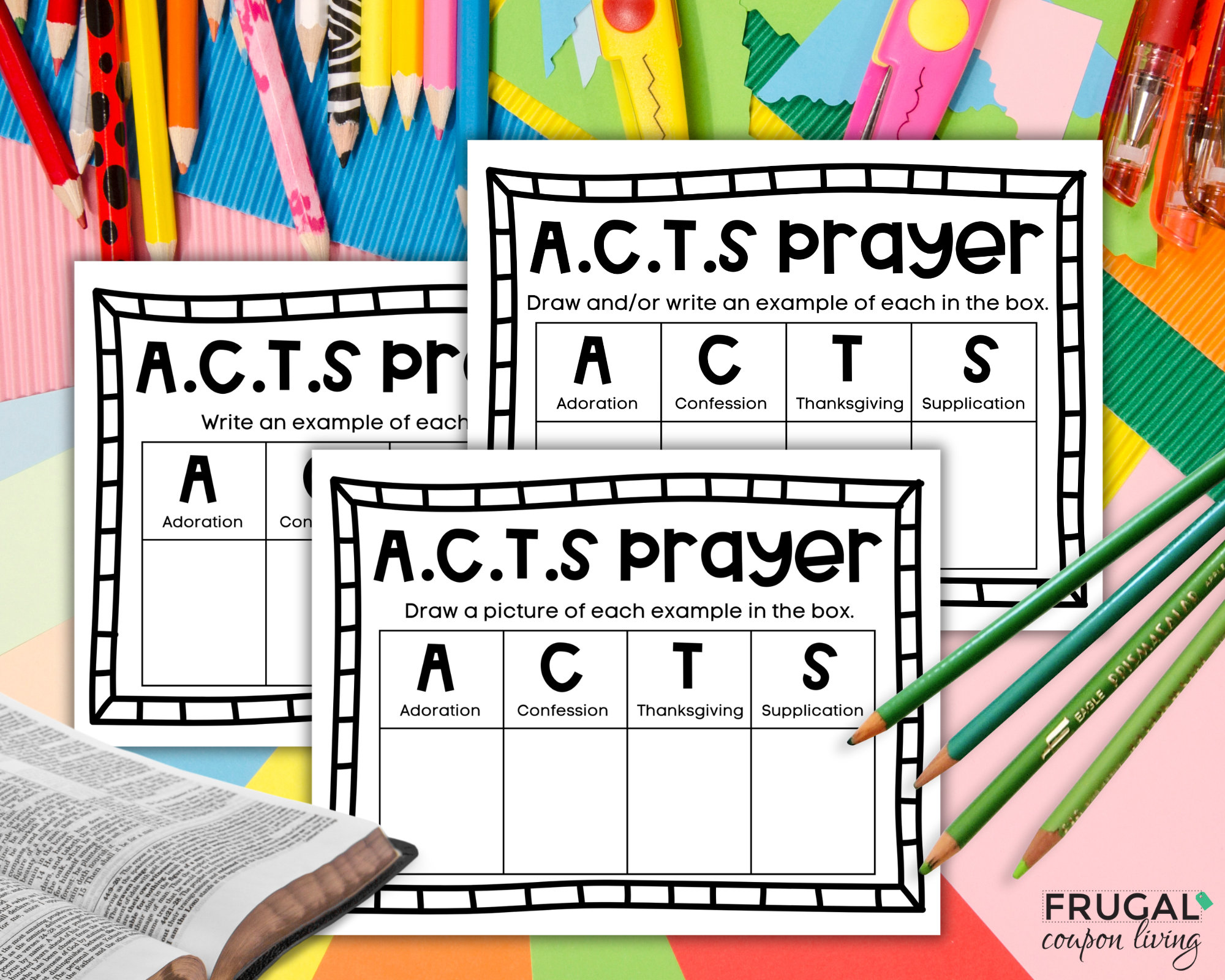 ACTS Prayer Model Template, Teaching Kids How to Pray, Acts Prayer ...