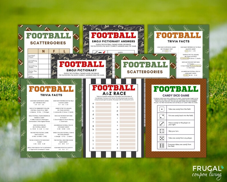 Football Games Printables Dice Football Game Football - Etsy