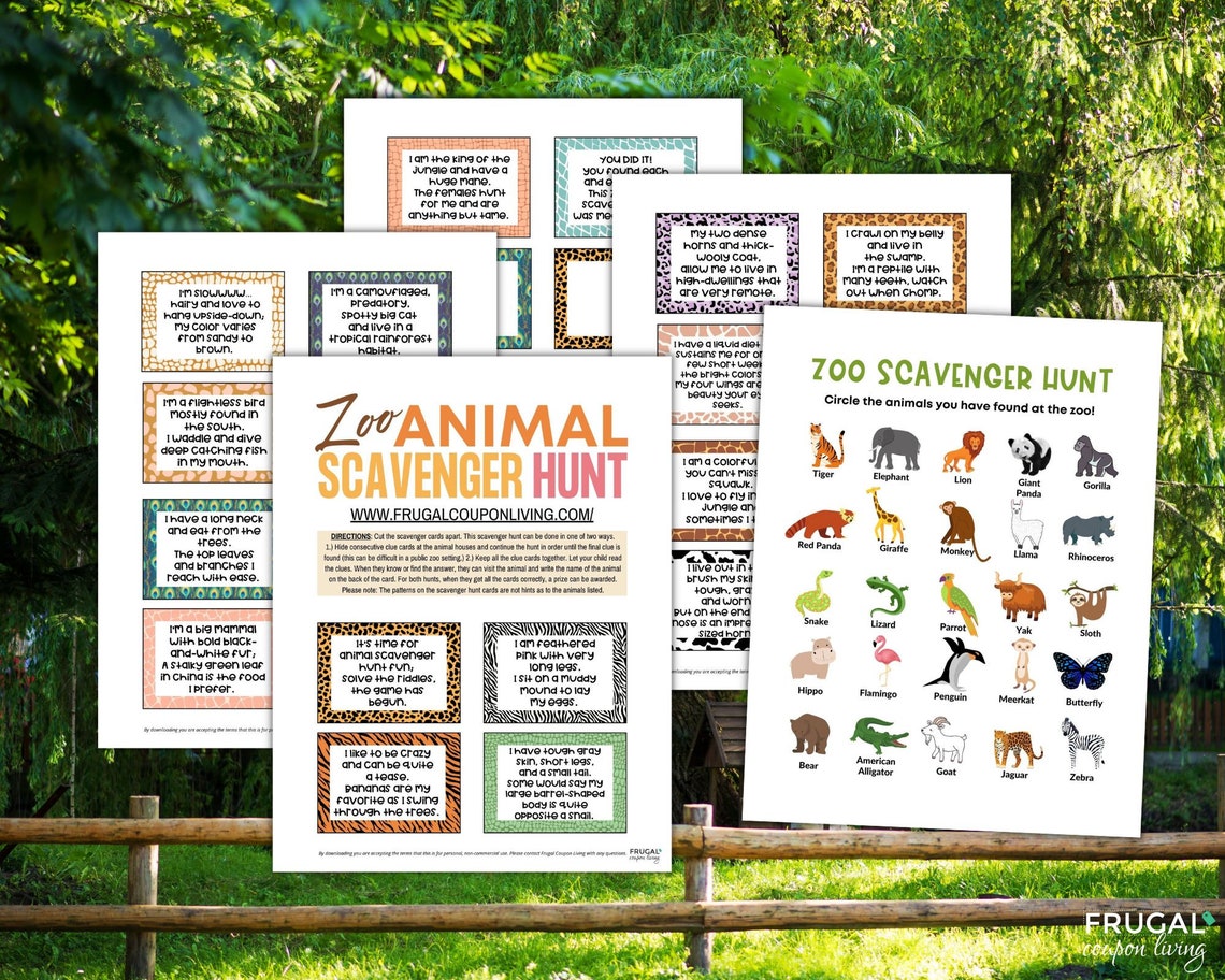 Zoo Scavenger Hunt Printable | Popular Zoo Animals Scavenger Hunt ...