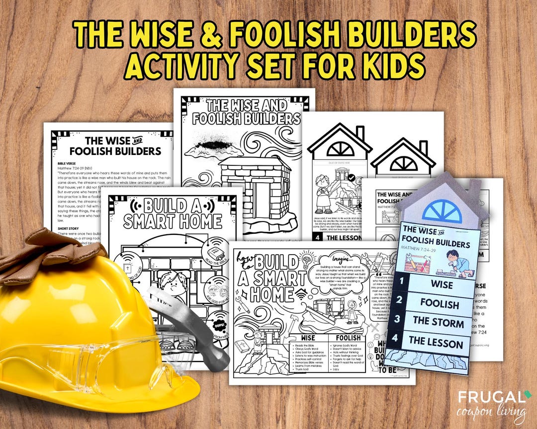 The Wise and Foolish Builders Craft Set, Parables of Jesus Activity Set ...