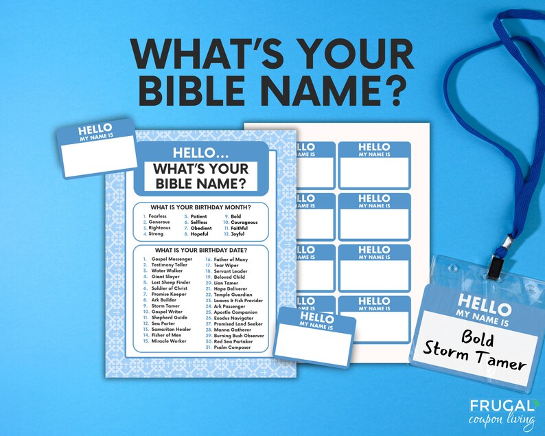 What's Your Bible Name Game Printable | What's Your Name Activity, Sign ...