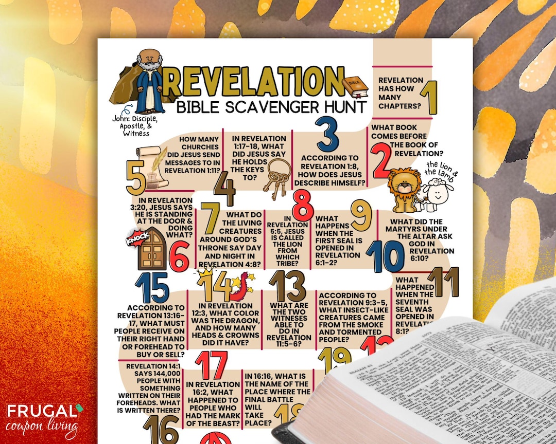 Revelation Bible Scavenger Hunt, Book of Revelation Activity Printable ...