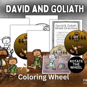 David and Goliath Coloring Wheel, Bible Craft for Kids, 1 Samuel 17 ...