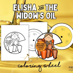 Elisha and the Widow's Oil Craft for Kids, 2 Kings 4:1-7 Coloring Wheel ...