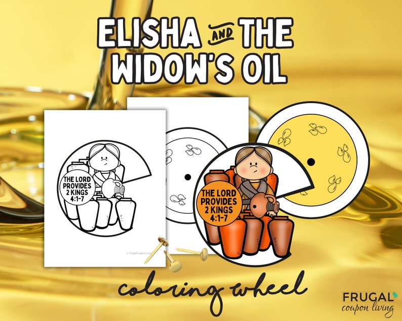 Elisha and the Widow's Oil Craft for Kids, 2 Kings 4:1-7 Coloring Wheel ...