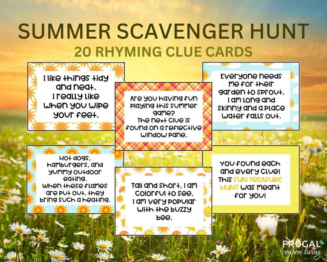 Summer Scavenger Hunt Clues | Fun Summer Activities Printable PDF | 20 ...