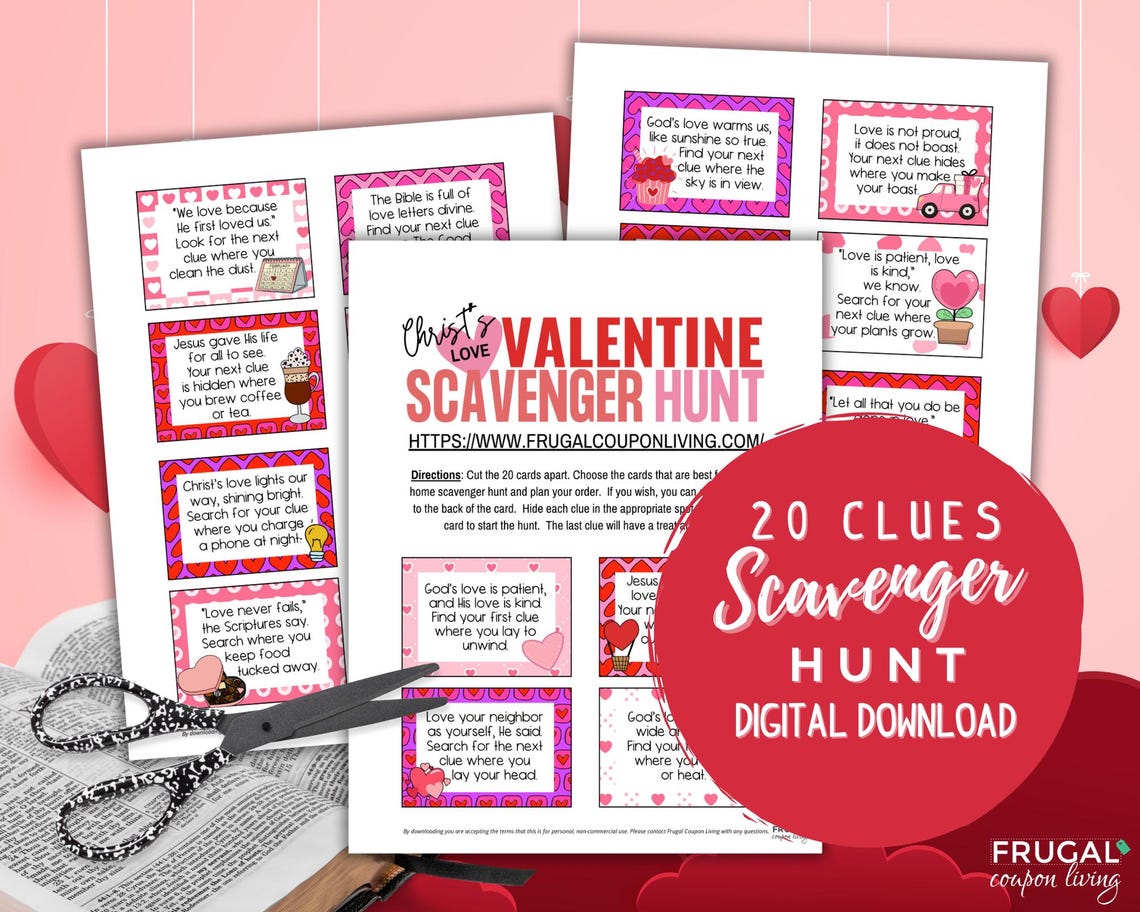 Christian Valentine Scavenger Hunt for Kids, 20 Christ-focused ...