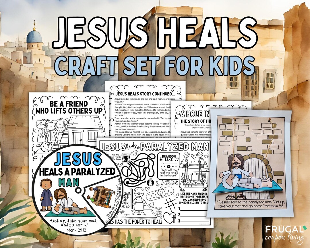 Jesus Heals a Paralyzed Man Craft Set + Coloring Wheel & Activity Mat ...