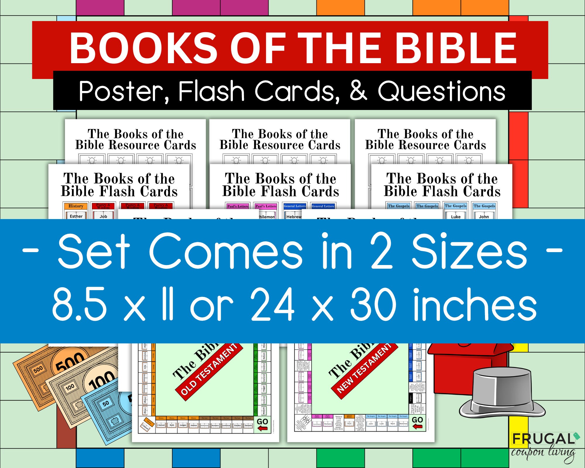 Books of the Bible Memory Game Flashcards, Posters, & Trivia Cards, 66 ...
