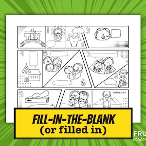 Ten Commandments Bible Comic Strip Printable, Old Testament Comic Art ...