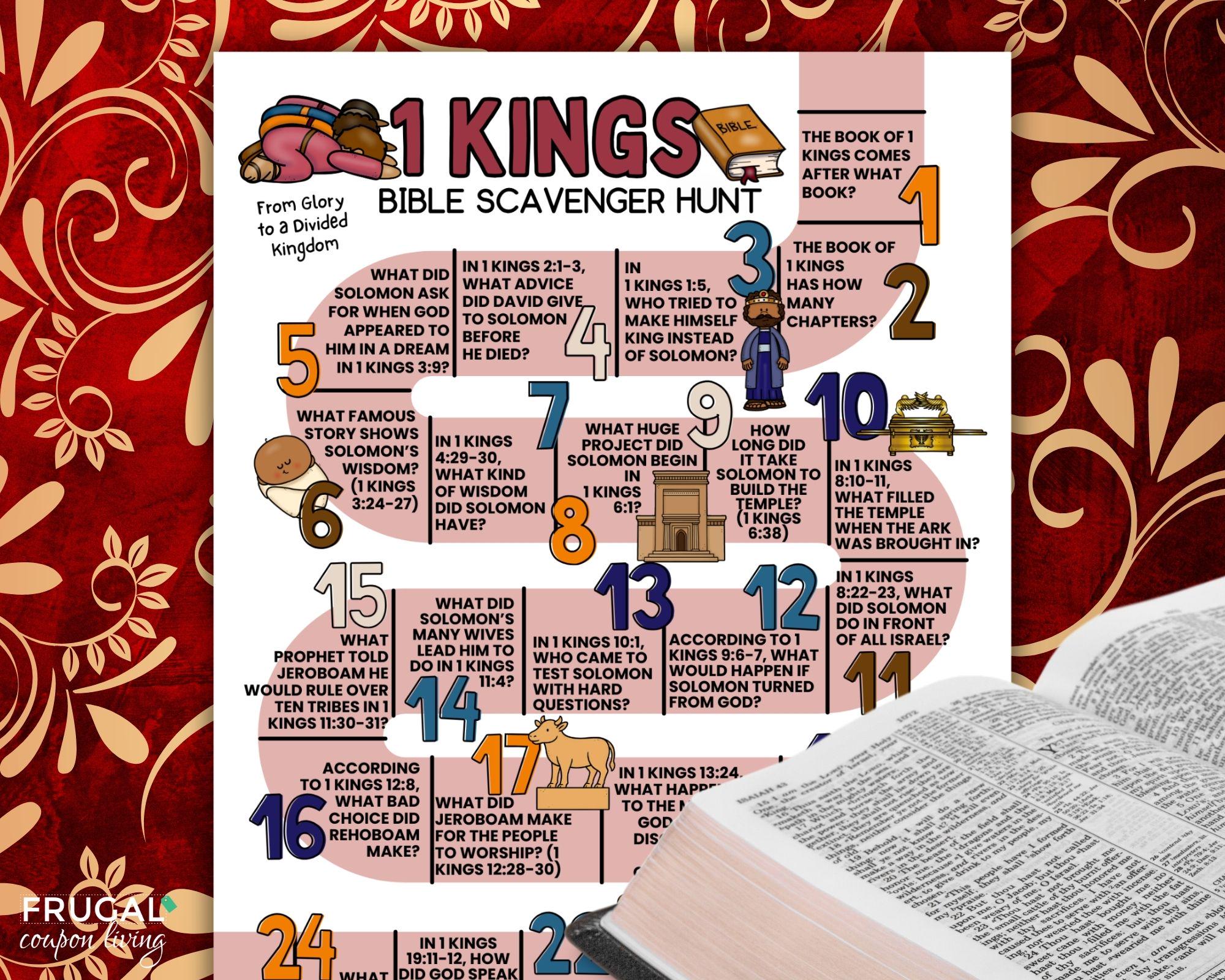 1 Kings Bible Scavenger Hunt, Israel’s Split Book of 1 Kings Bible ...