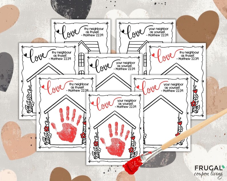 Love Your Neighbor Handprint Art Printable, Love Thy Neighbor Matthew ...