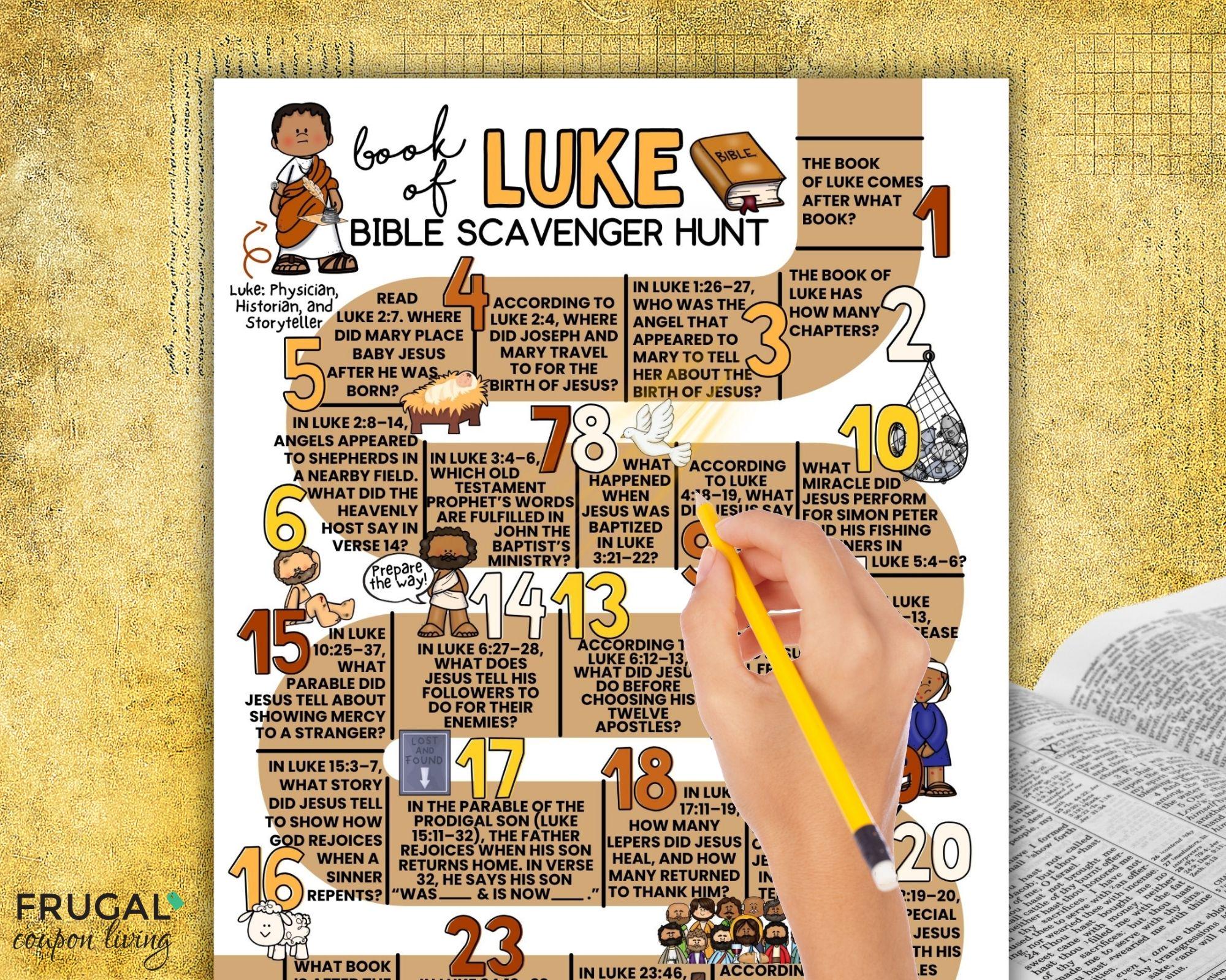 Luke Bible Scavenger Hunt, the Story of Jesus New Testament Bible ...