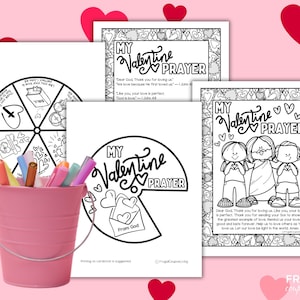 Valentine's Day Prayer Kids Coloring Wheel Printable, Christian ...