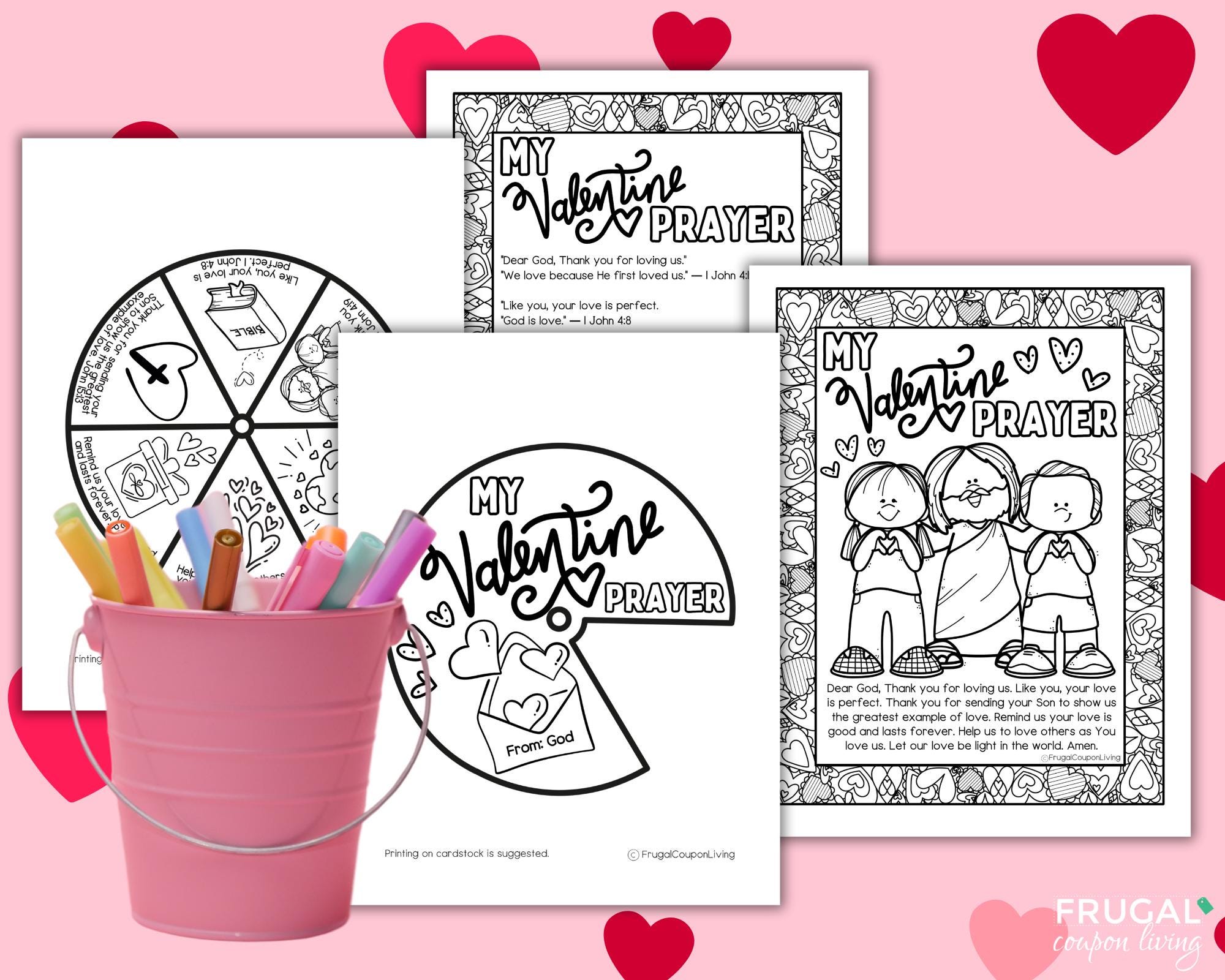 Valentine's Day Prayer Kids Coloring Wheel Printable, Christian ...