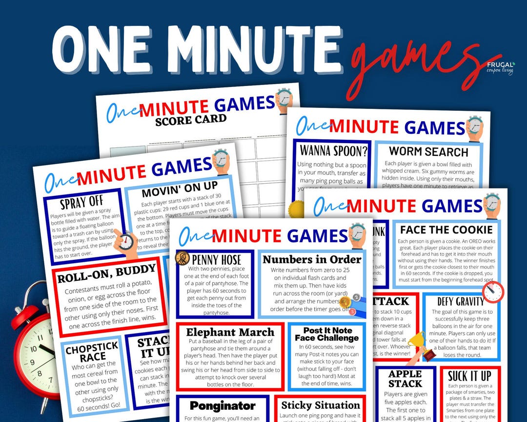 One Minute Games Directions & Supply List, 24 Super Fun Party Games for ...
