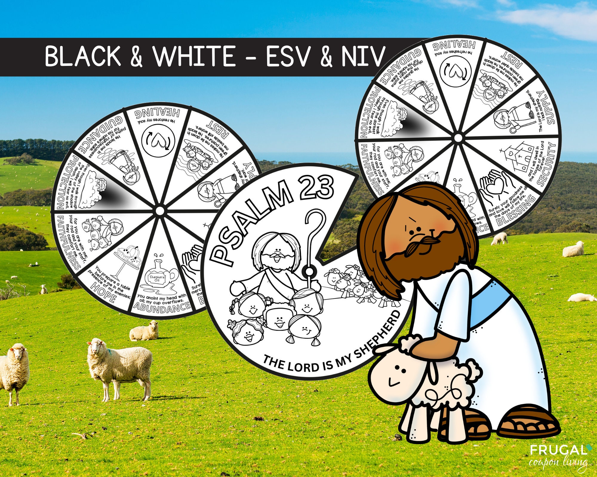 Psalm 23 Coloring Wheel Printable | the Lord is My Shepherd Bible Story ...