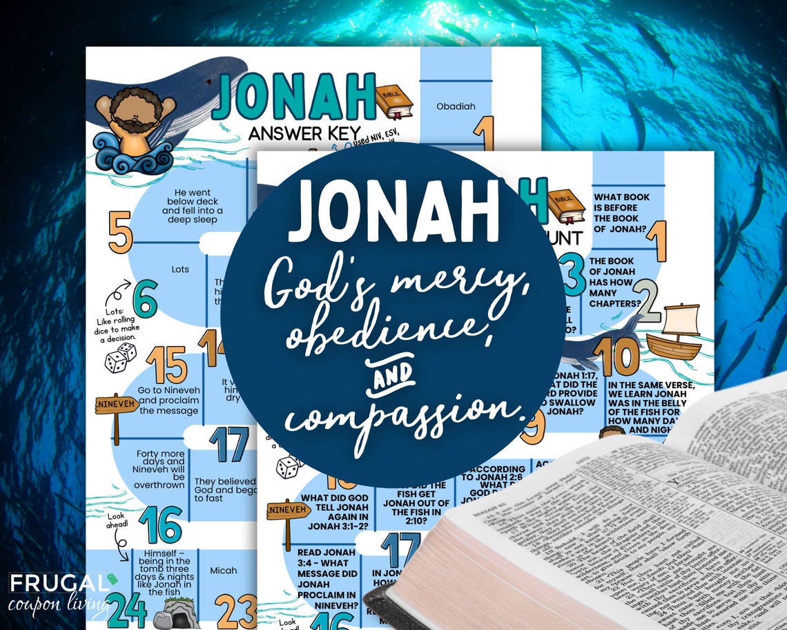 Jonah Bible Scavenger Hunt, Minor Prophets Old Testament Bible Trivia ...