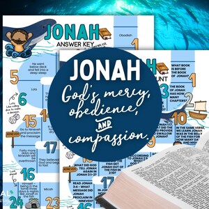Jonah Bible Scavenger Hunt, Old Testament Bible Trivia Printable, Book ...