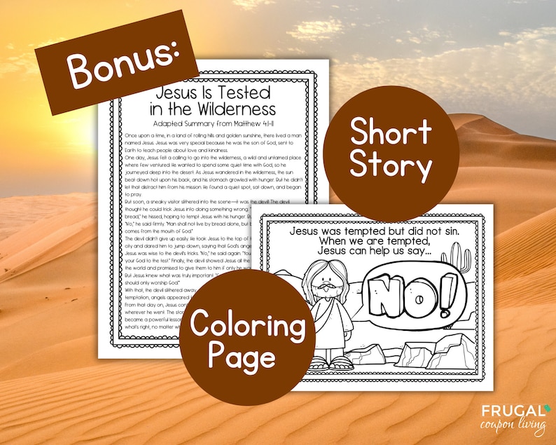 Jesus Tempted in the Desert Bible Wheel Craft, Matthew 4:1-11 Story ...
