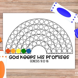 God's Promise Rainbow Dot Marker Toddler Christian Craft, Dot Painting ...