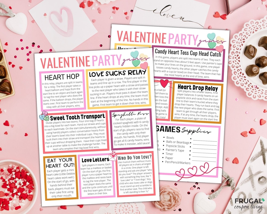 Valentine's Day Games Printable, 11 Group Valentine Party Games Set ...